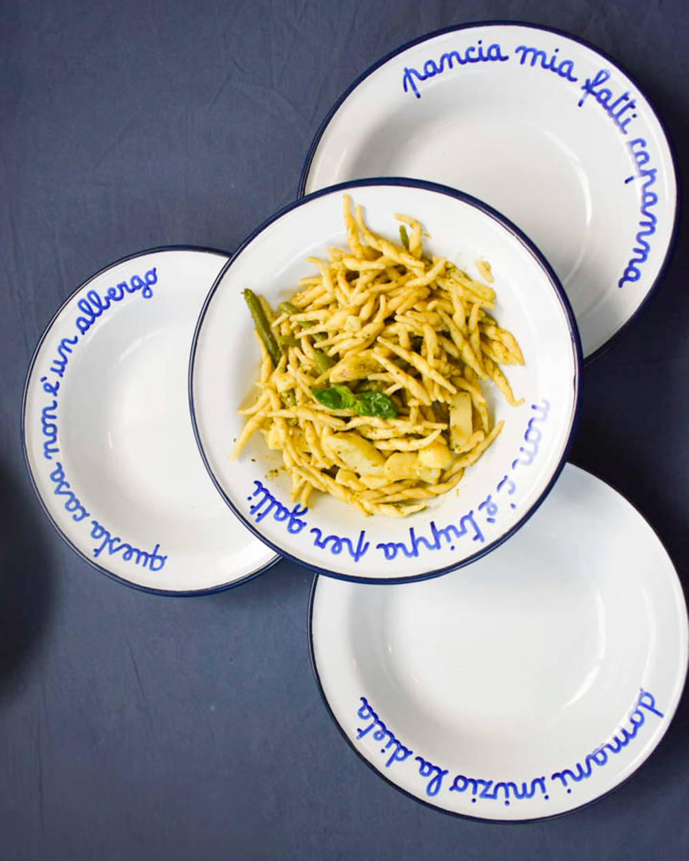 Enamel deep plate Italian MIX - Set of 6 - hand-written tin plates by ...