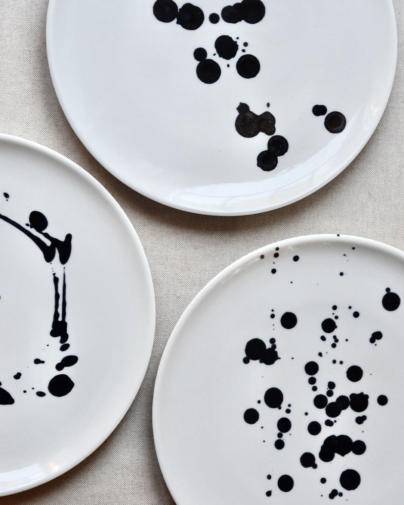 Sumi-e Ink blot porcelain plates - Maia Ming Designs