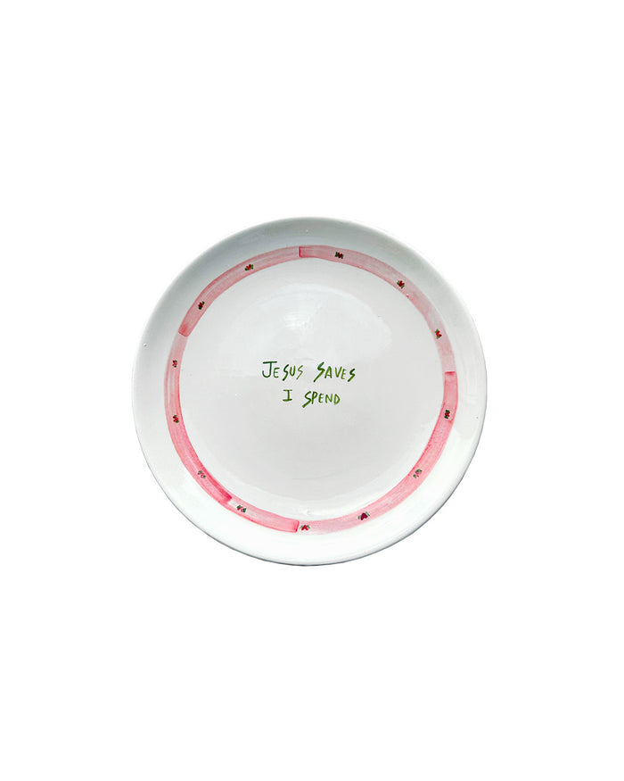 "Jesus Saves I Spend" plate - Musae Studio