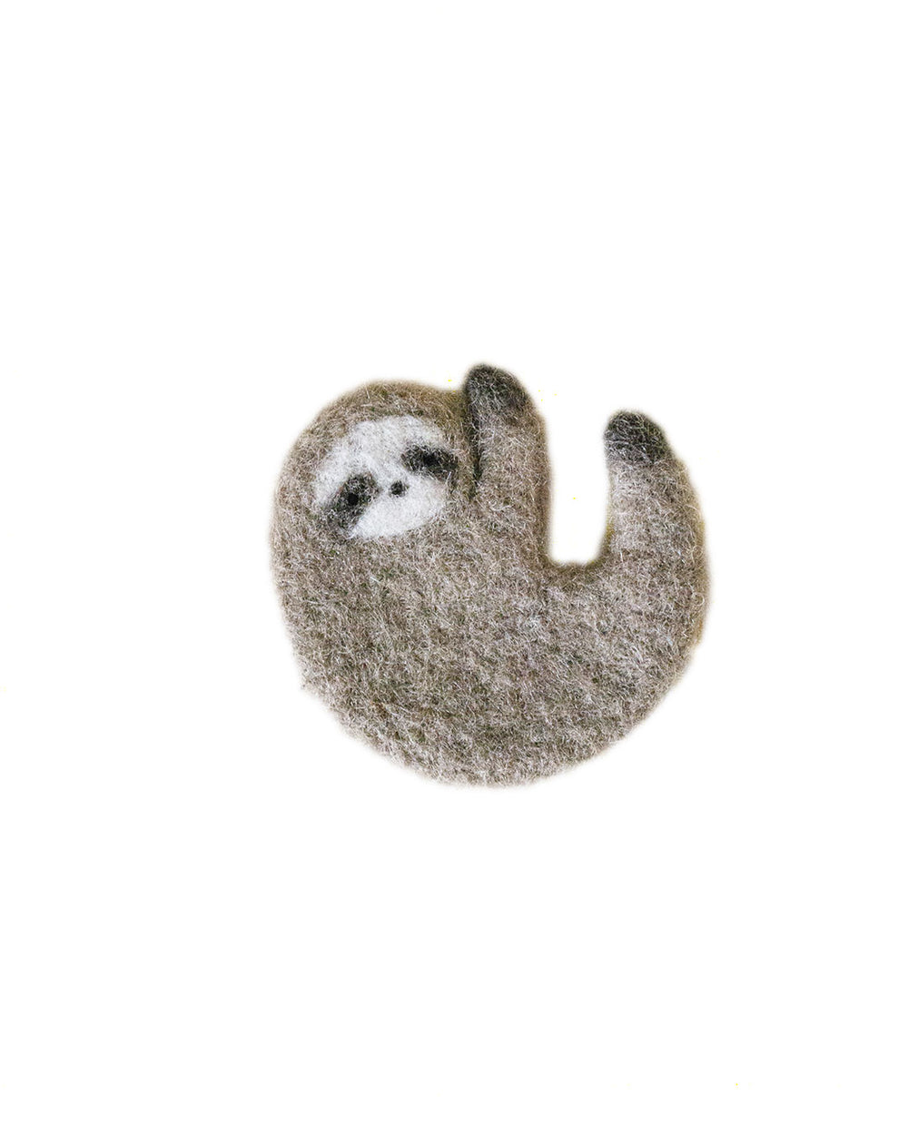Camillo the sloth needle-felted brooch